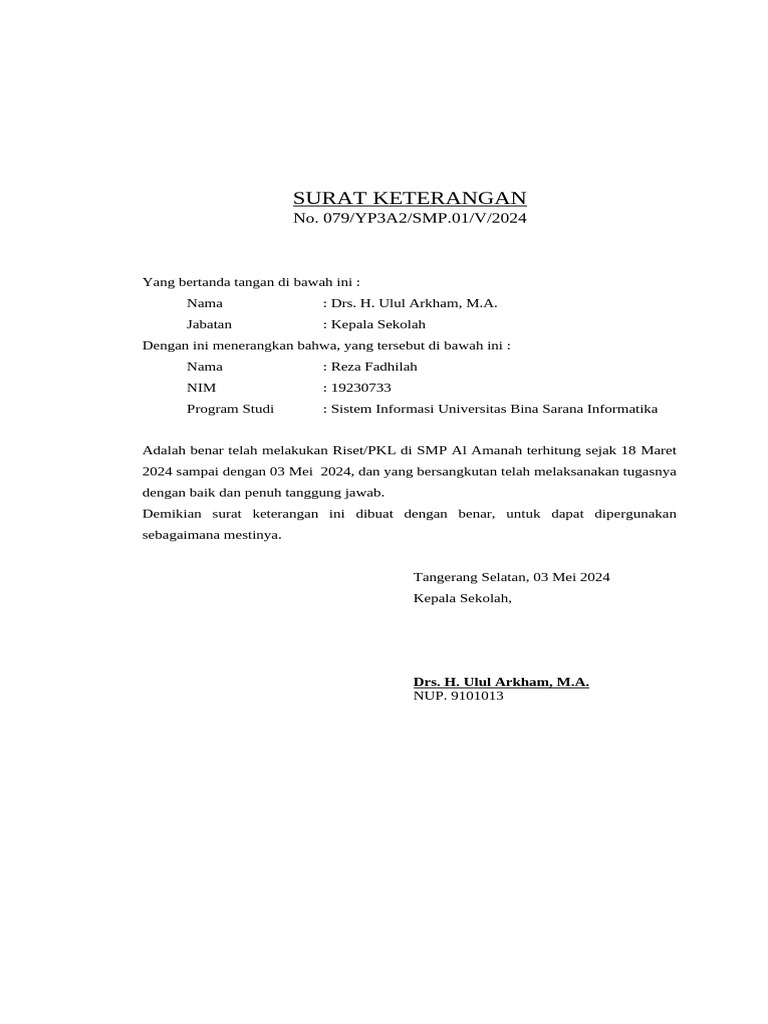 Surat Keterangan Riset | PDF