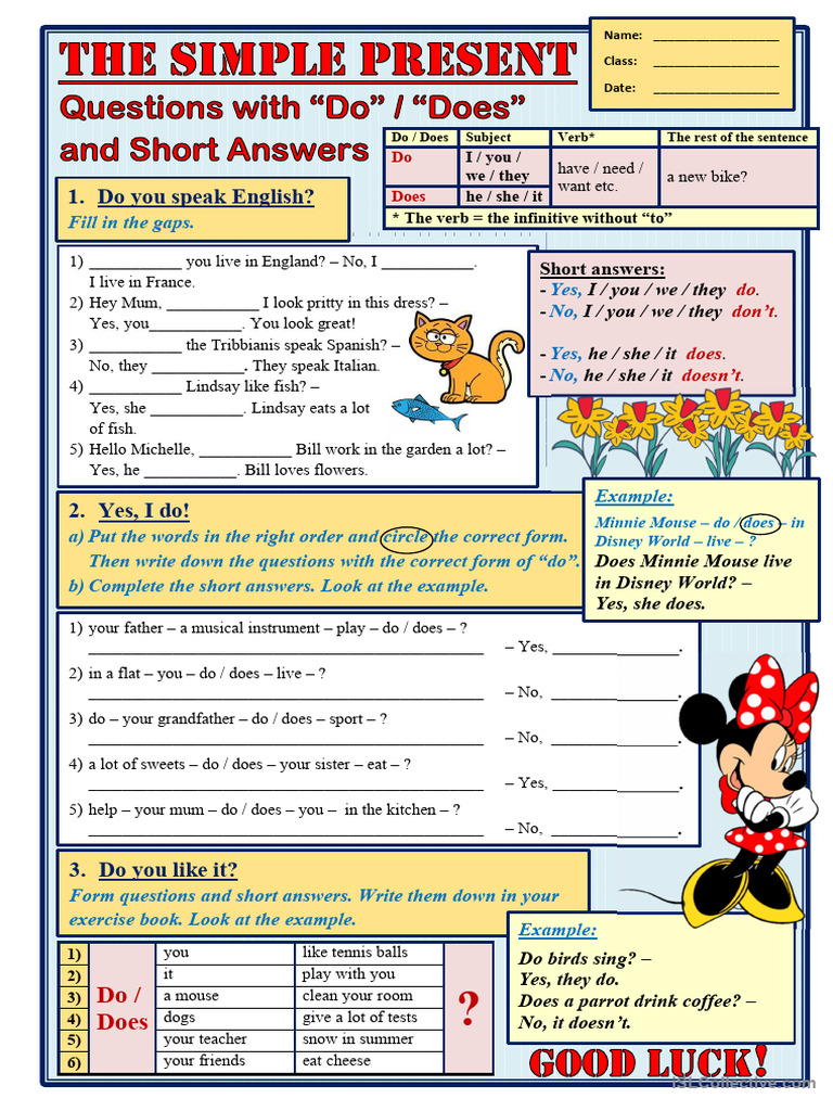 The Simple Present - Questions With - Do - Does - and Short Answers | PDF