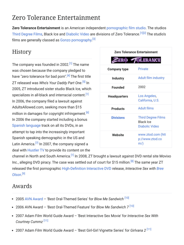 Zero Tolerance Entertainment - Wikipedia | PDF