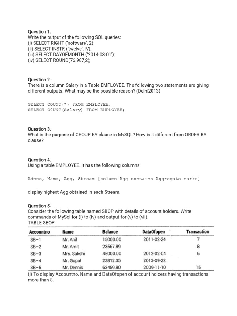 Worksheet (SQL) | PDF