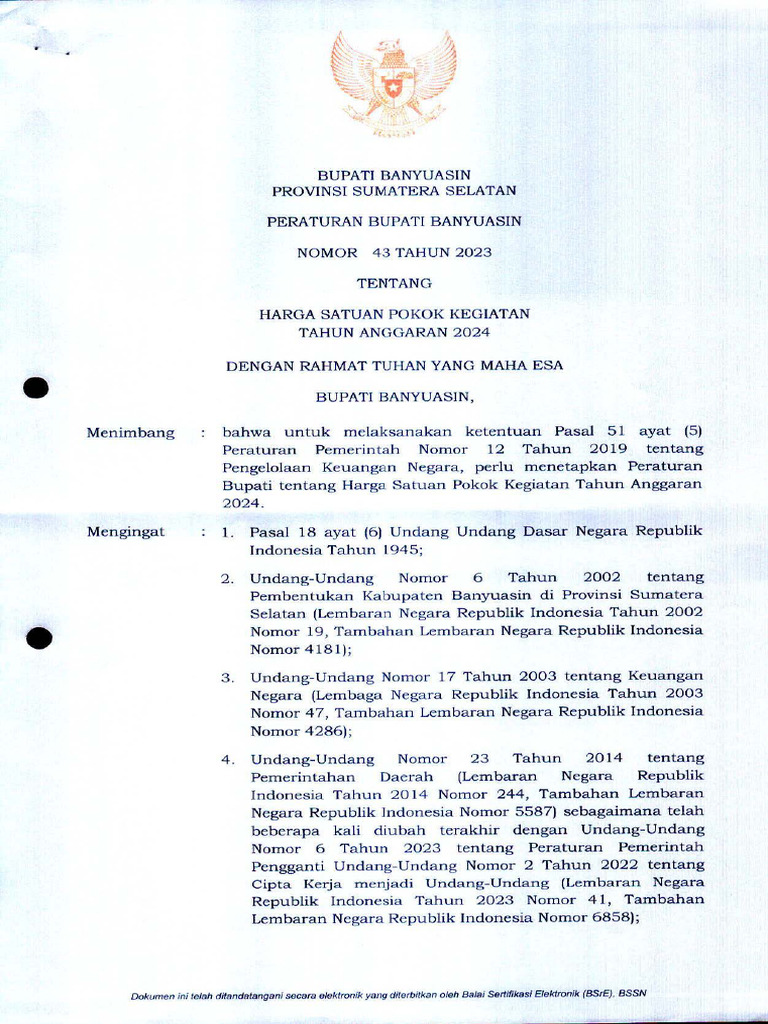 Perbup No 43 Tahun 2023 | PDF