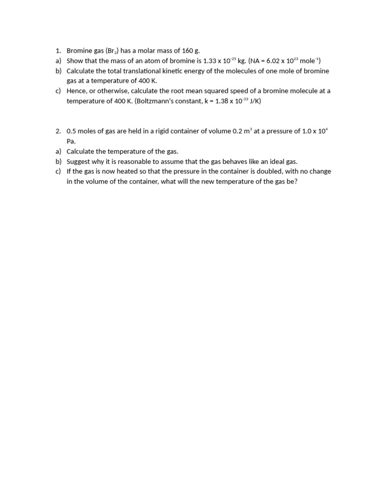 Quiz (Gas LAw) | PDF