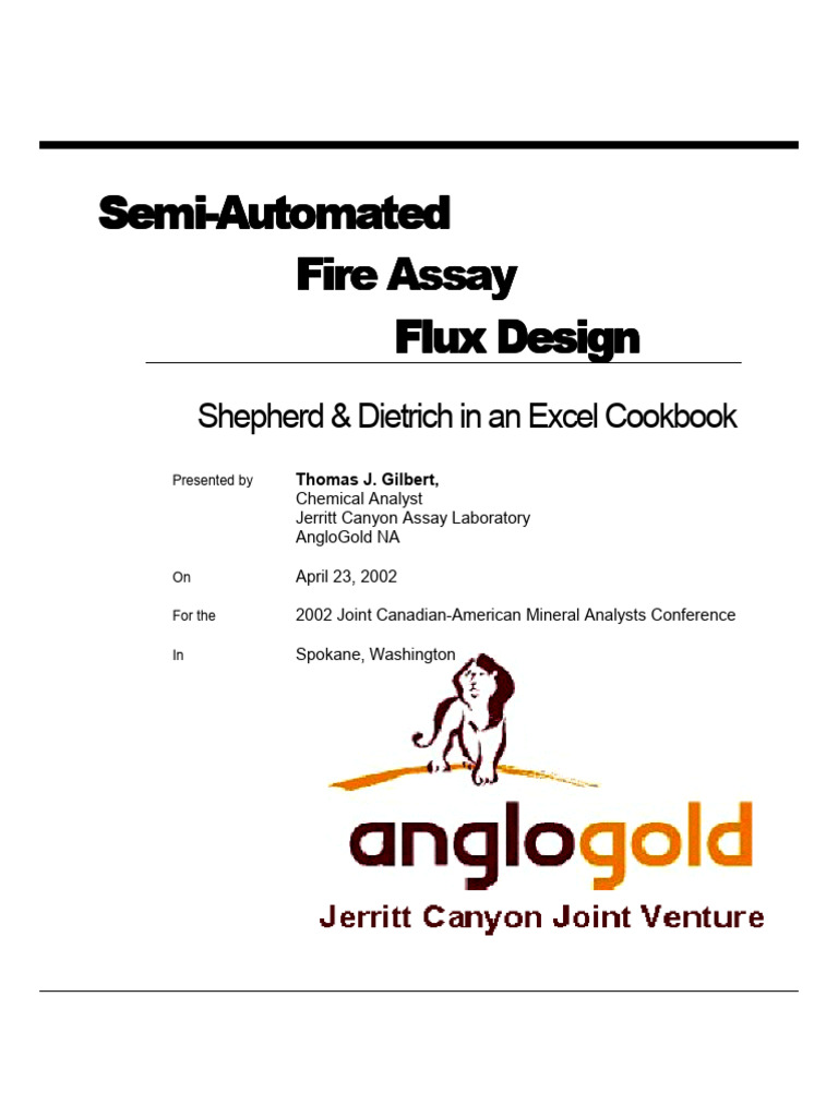 Semi-Automated Fire Assay Flux Design | PDF