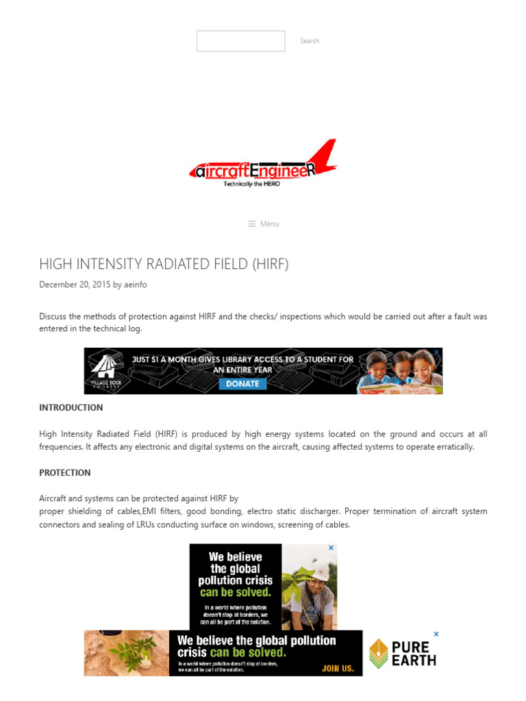 HIGH INTENSITY RADIATED FIELD (HIRF) - Aircraft Engineer | PDF | Federal Aviation Administration ...