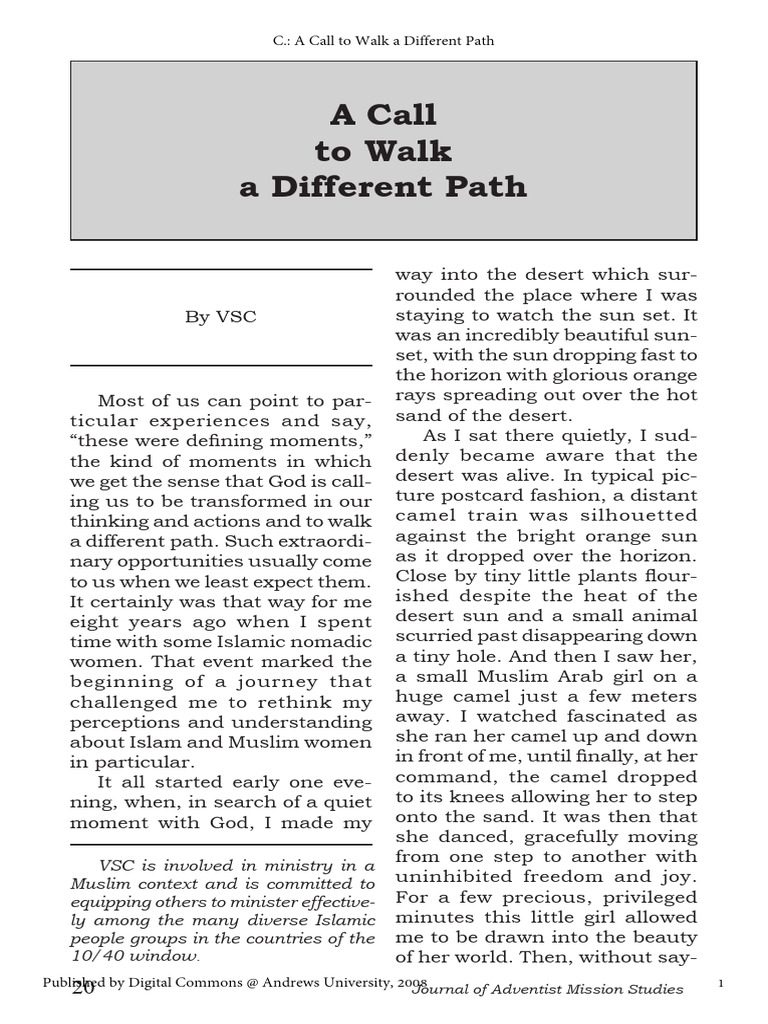A Call To Walk A Different Path | PDF