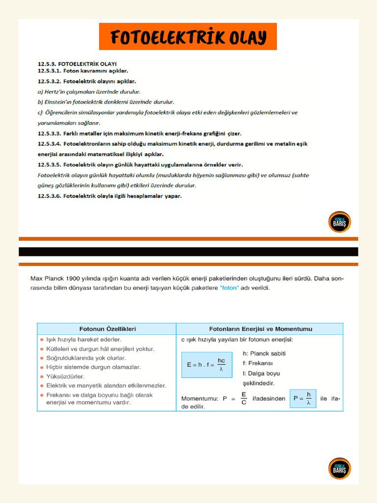 Fotoelektri̇k Olay | PDF