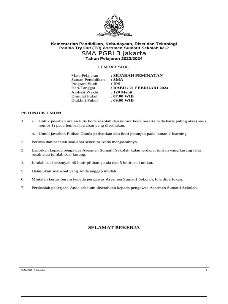 Sejarah Peminatan | PDF