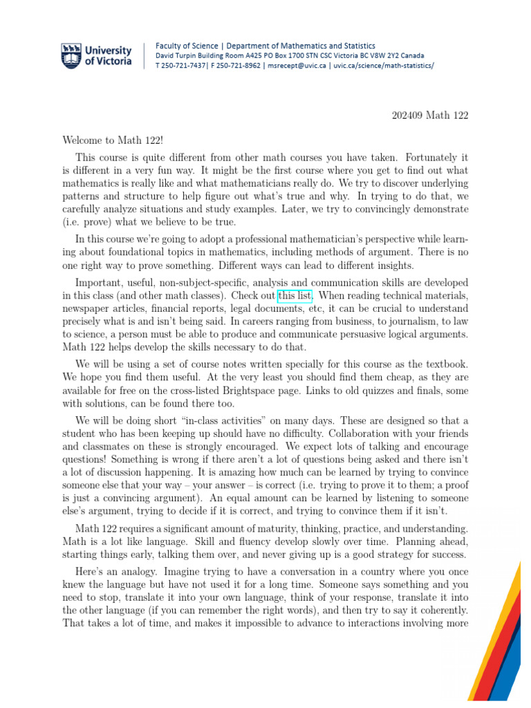 Welcome Letter | PDF