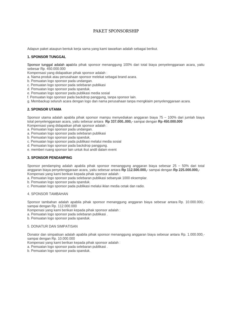 Paket Sponsorship | PDF