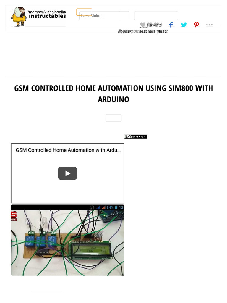 GSM Controlled Home Automation Using SIM800 With Arduino - 6 Steps (With Pictures) | PDF