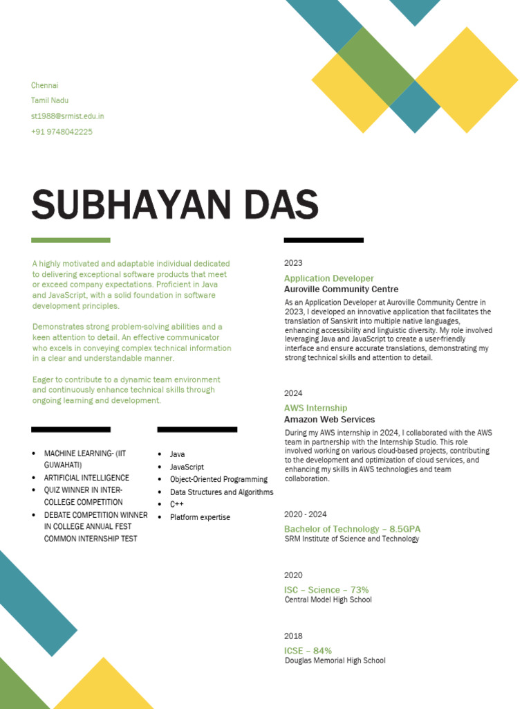 Subhayan Resume 2024 | PDF