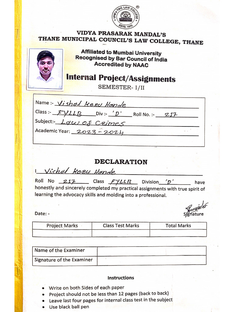 Law of Crimes Project | PDF