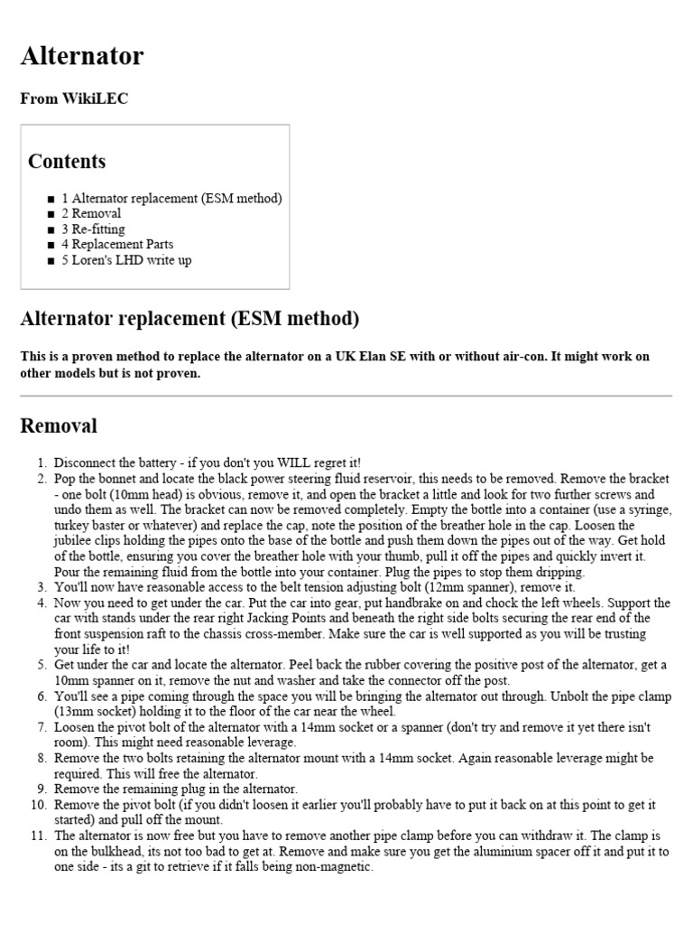 Alternator-Replace | PDF