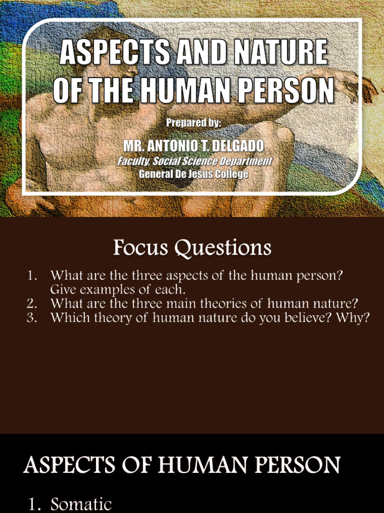 LESSON 1.1 Aspects and Nature of the Human Person 1 | PDF