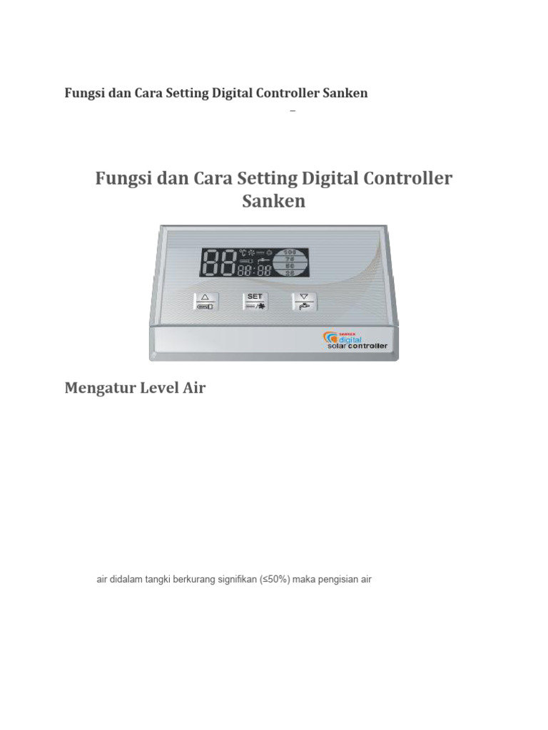 Fungsi Dan Cara Setting Digital Controller Sanken | PDF