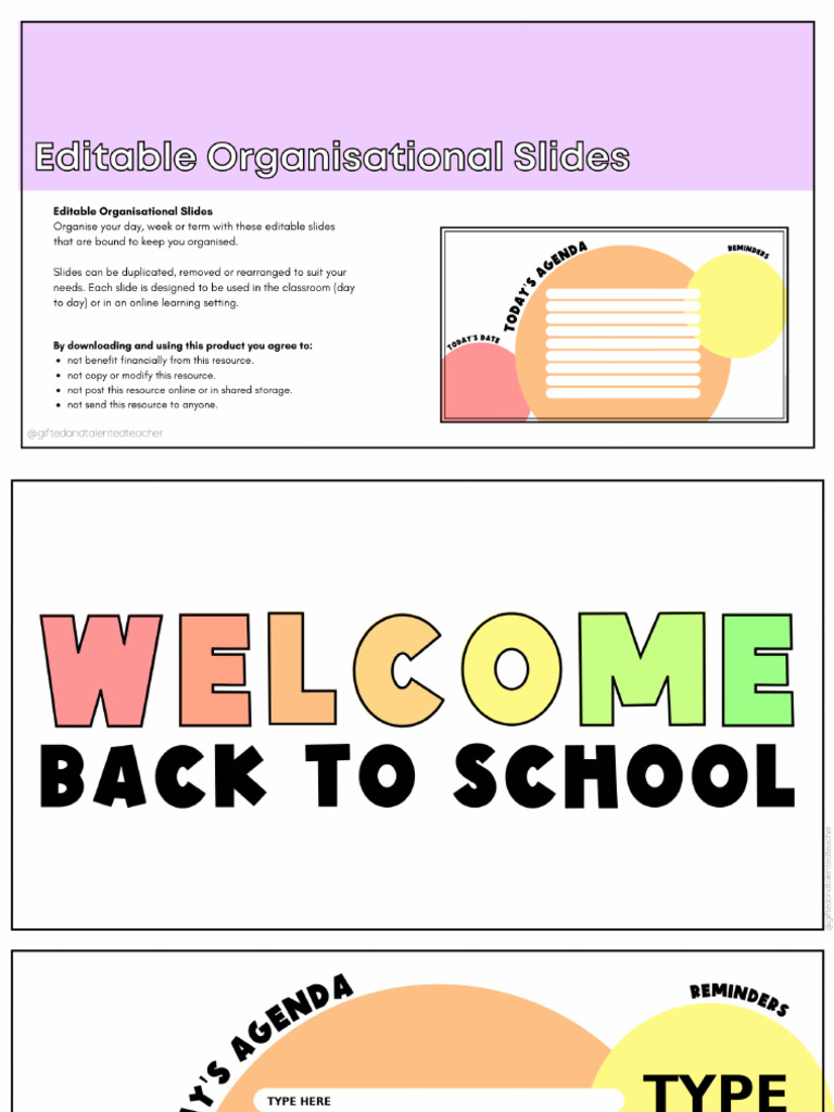Back To School Slides Giftedandtalentedteacher | PDF