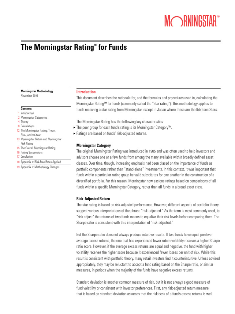 Morningstar Rating For Funds Methodology | PDF