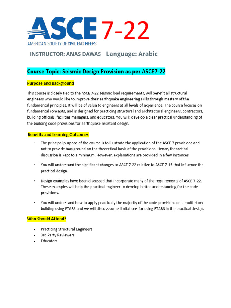 ASCE7-22 Course Details | PDF