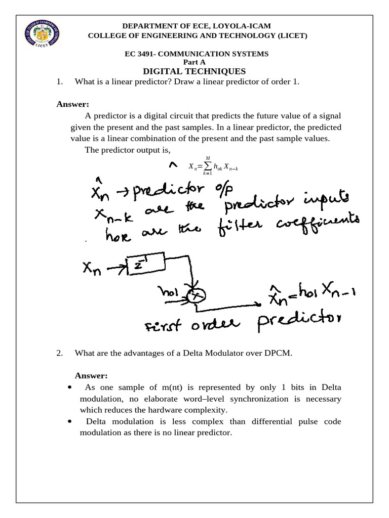 CS - EC3491 - Part - A - II and III | PDF