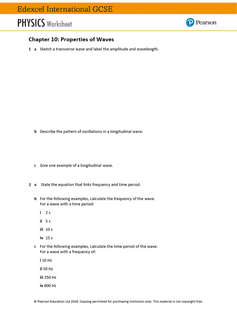 Toaz - Info Igcse Physics Worksheet 10 Properties of Waves PR | PDF