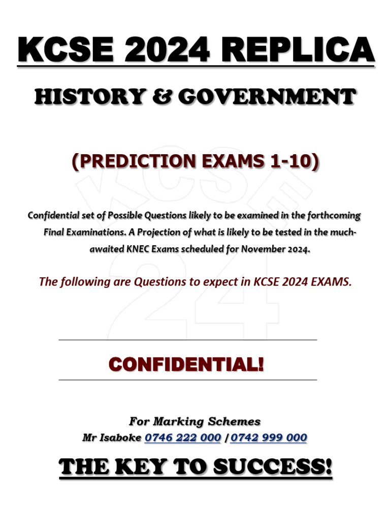 Kcse 2024 History Replica Prediction | PDF