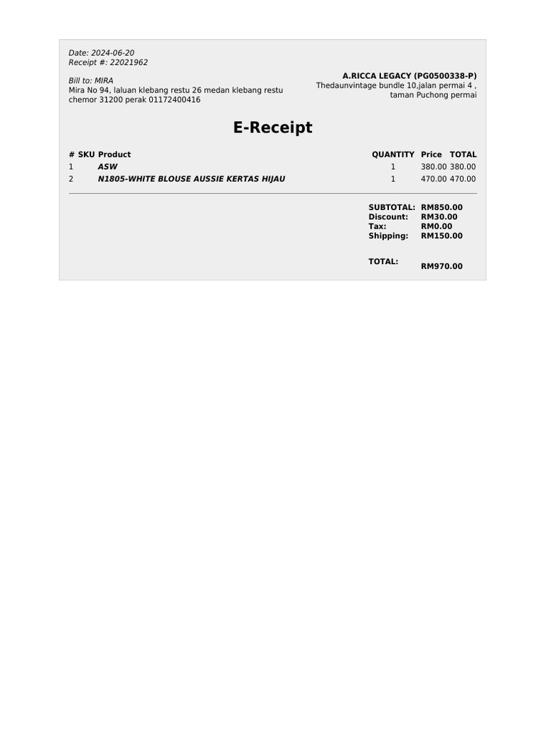 E Receipt | PDF