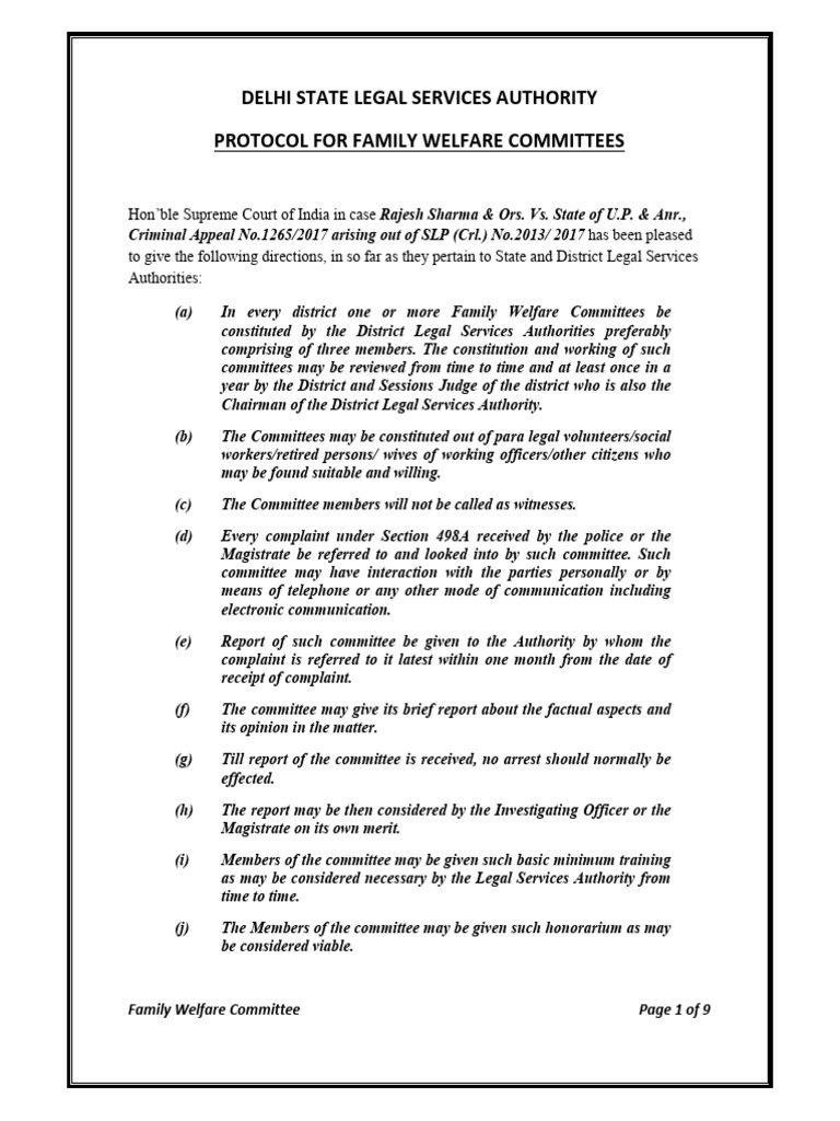 Protocol For Family Welfare Centre | PDF