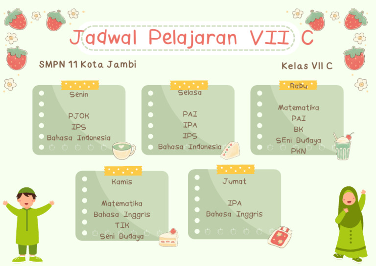Jadwal Pelajaran 7c Spenseb | PDF