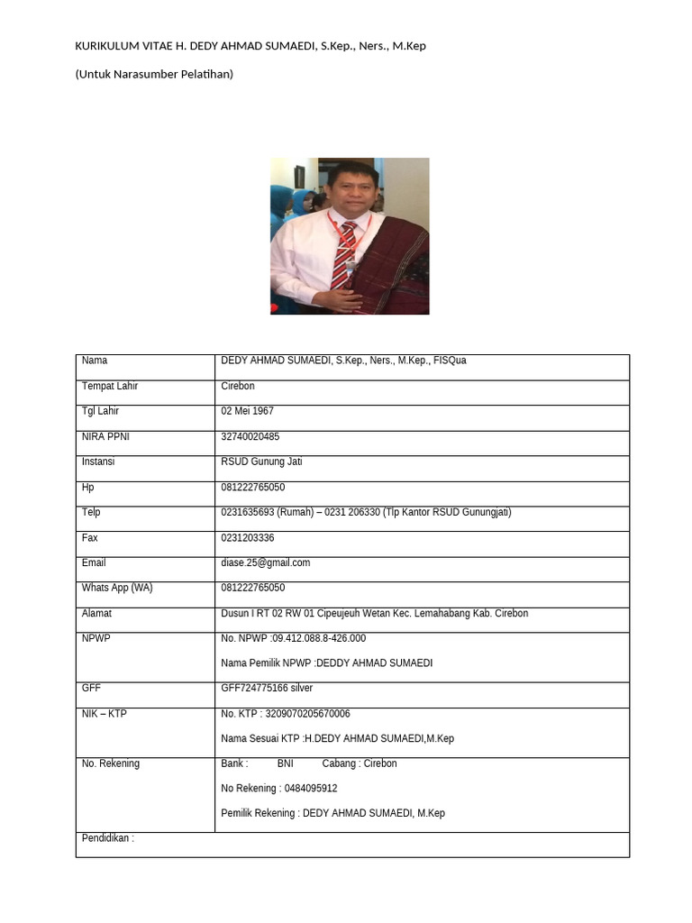 CV Dedy Ahmad S - Tahun 2024 | PDF