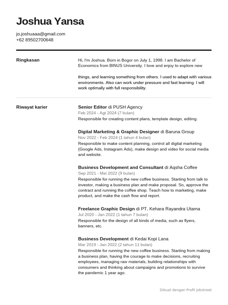 JYANSA Resume Jobstreet | PDF