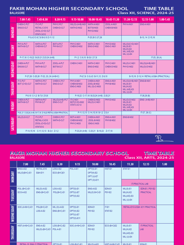 XII Time Table 2024 | PDF
