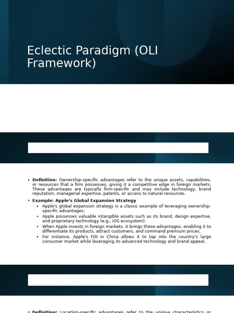 Eclectic Paradigm Oli Framework Pdf