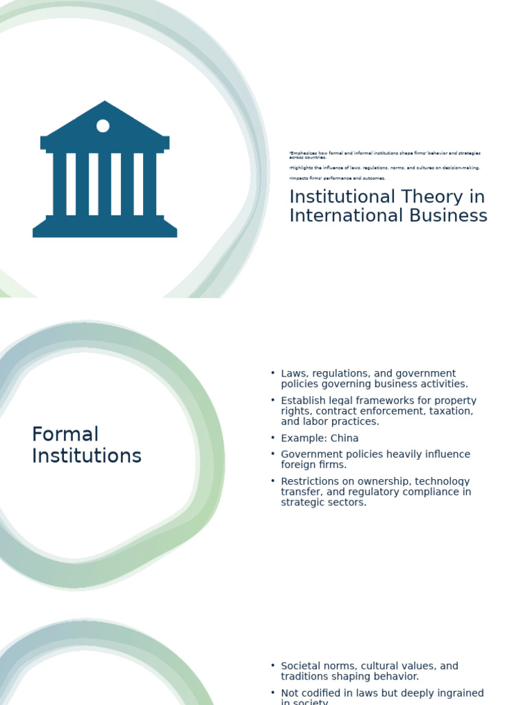 Institutional Theory in International Business | PDF