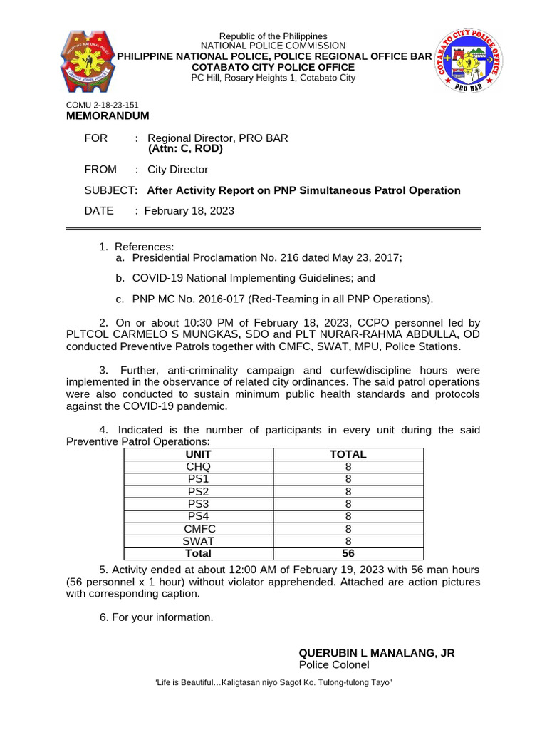 AAR RONDA 2-18-23 | PDF