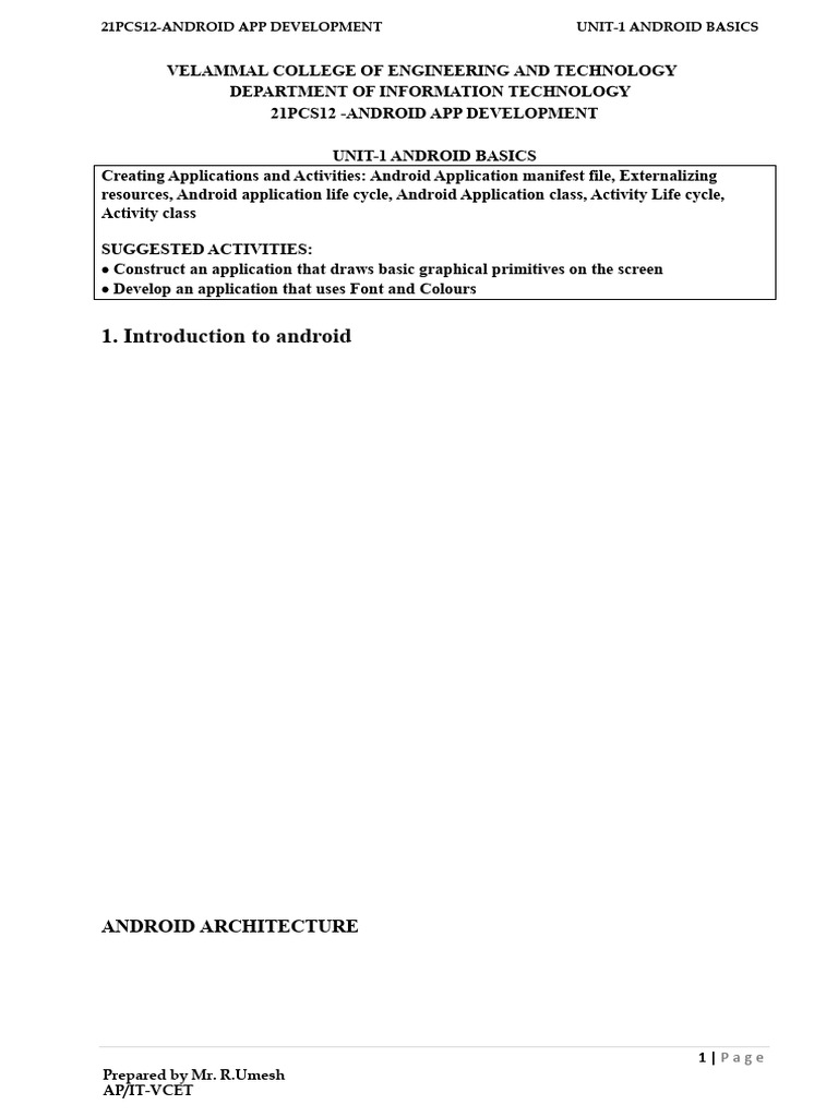 Unit-1 Android Basics | PDF