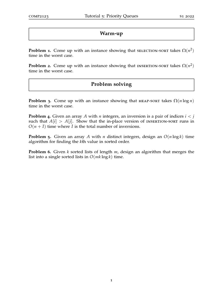 Tutorial 5 - Priority Queues | PDF