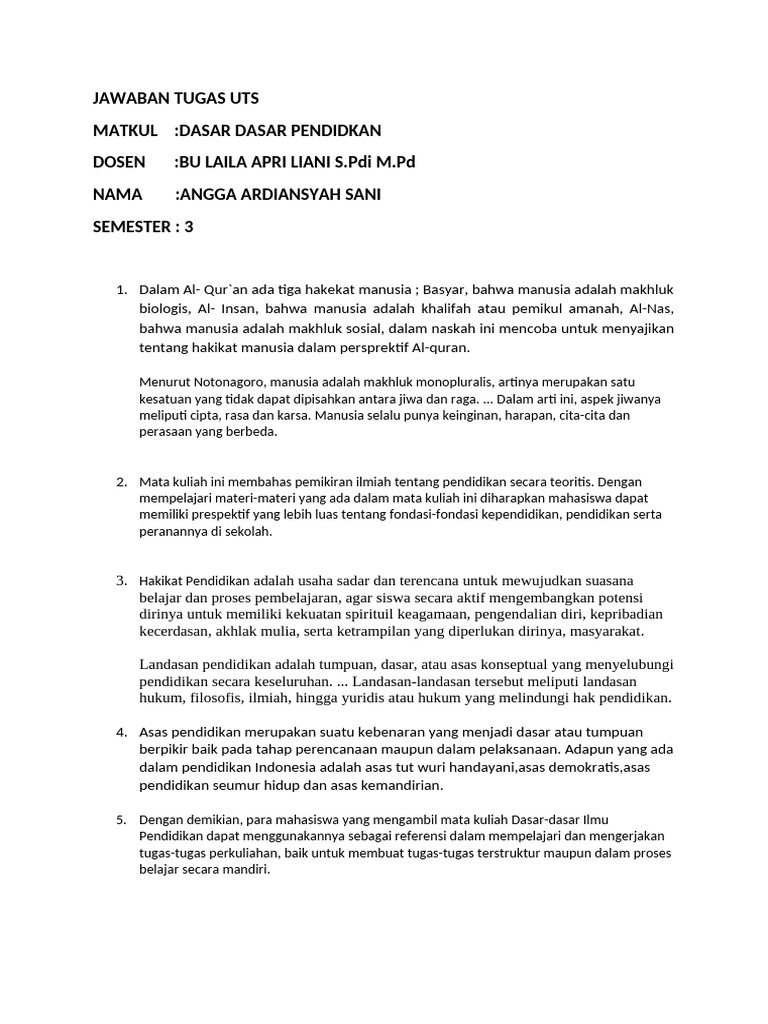Jawaban Tugas Uts | PDF