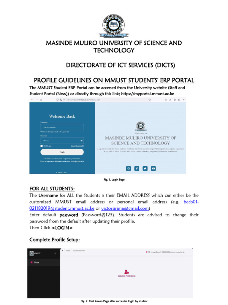 Student Profile Update Guideline Erp Portal Mmust 1 | PDF