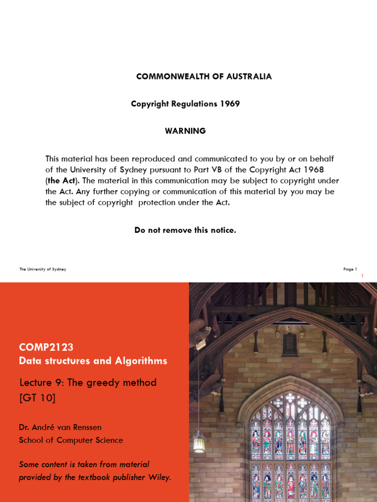 Lecture 9 - Greedy Algorithms | PDF