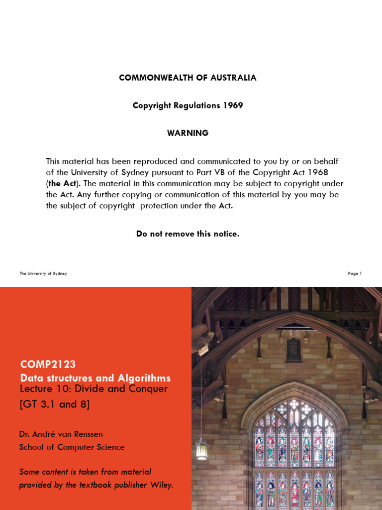 Lecture 10 - Divide and Conquer I | PDF