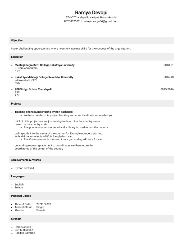 Ramya Resume | PDF