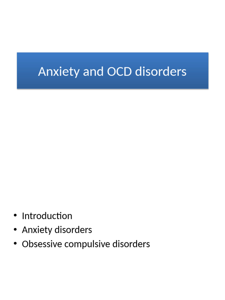 Anxiety and OCD Disorders | PDF