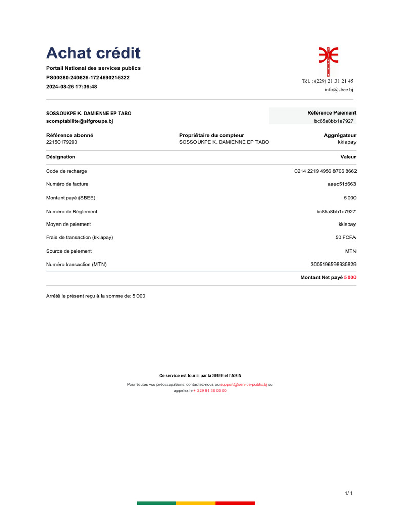 Facture Crédit Sbee | PDF