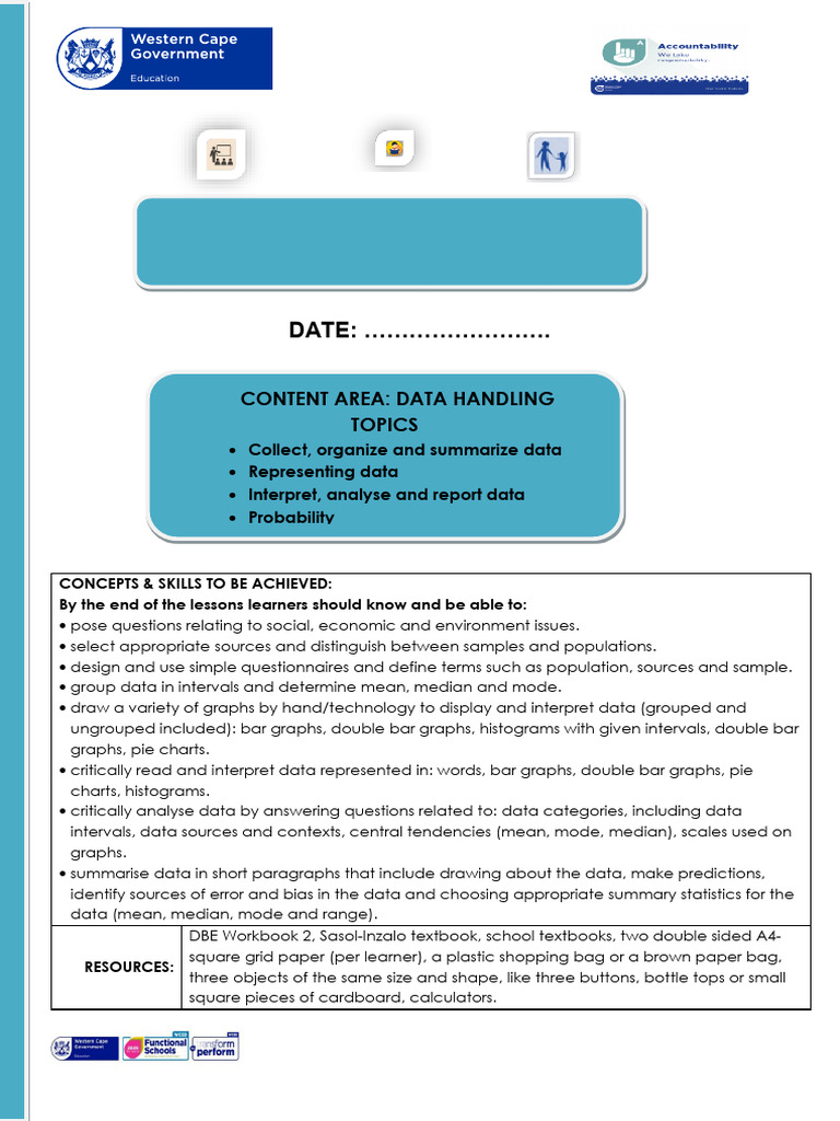 Lesson Plans Gr. 7 Mathematics Data Handling | PDF