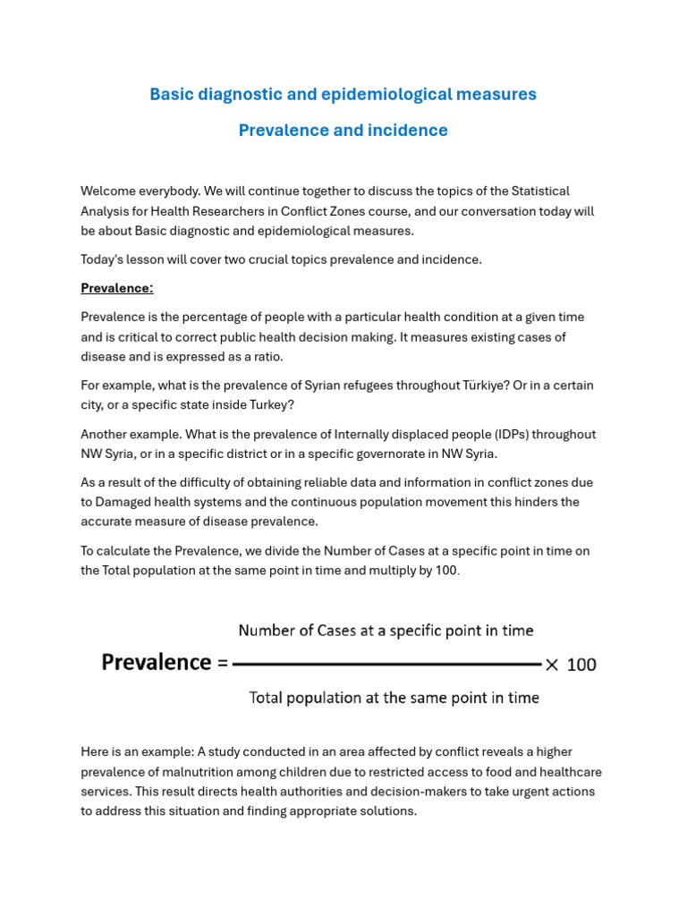 Incidence Vs Prevalencenotes | PDF | Incidence (Epidemiology) | Prevalence