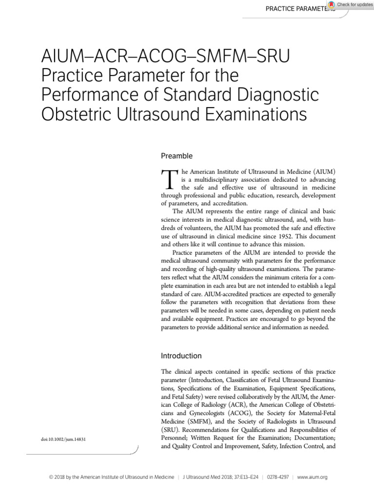 J of Ultrasound Medicine - 2018 - AIUM ACR ACOG SMFM SRU Practice ...