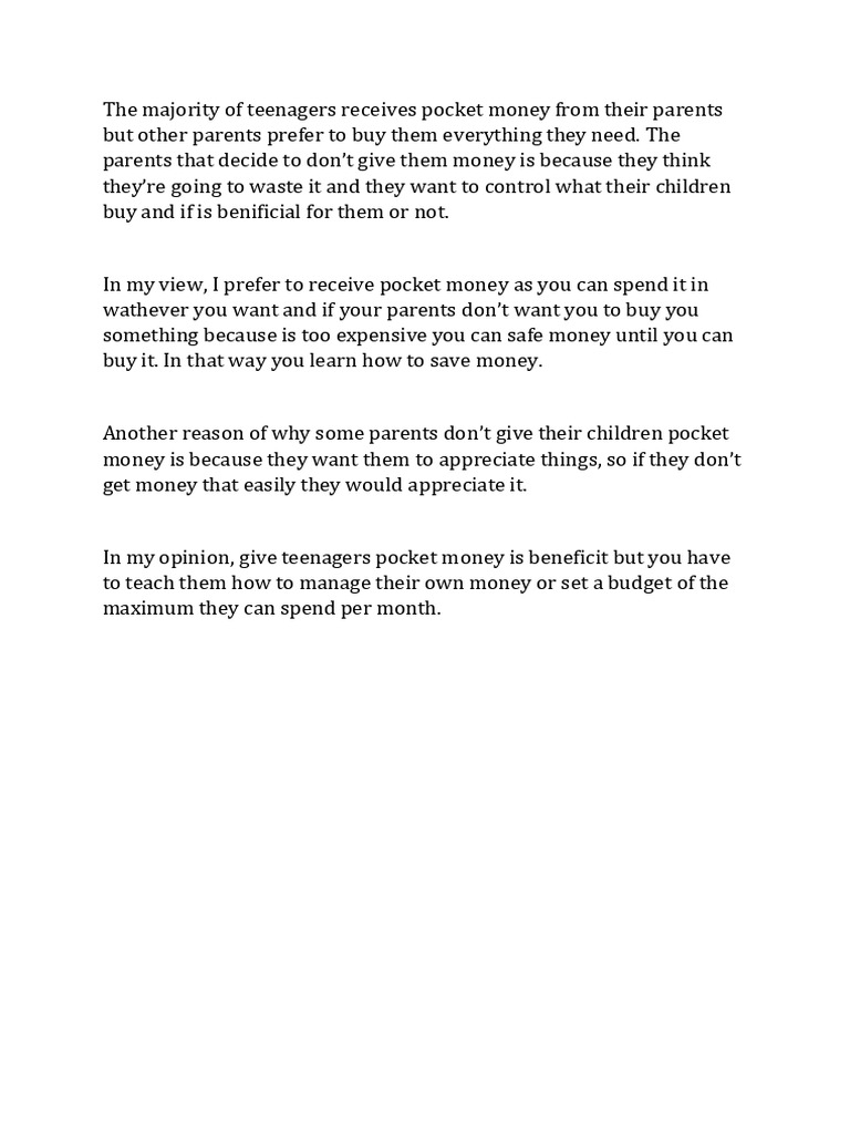Essay Pocket Money | PDF