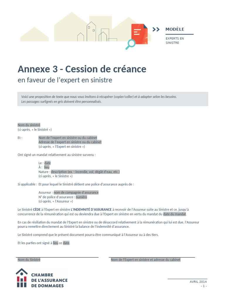 Outil Annexe3 Cession Creance Modele FR 2 | PDF