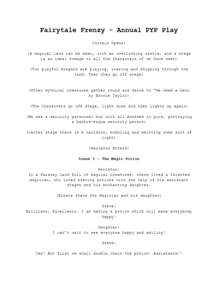 Fairytale Frenzy - Annual PYP Play | PDF