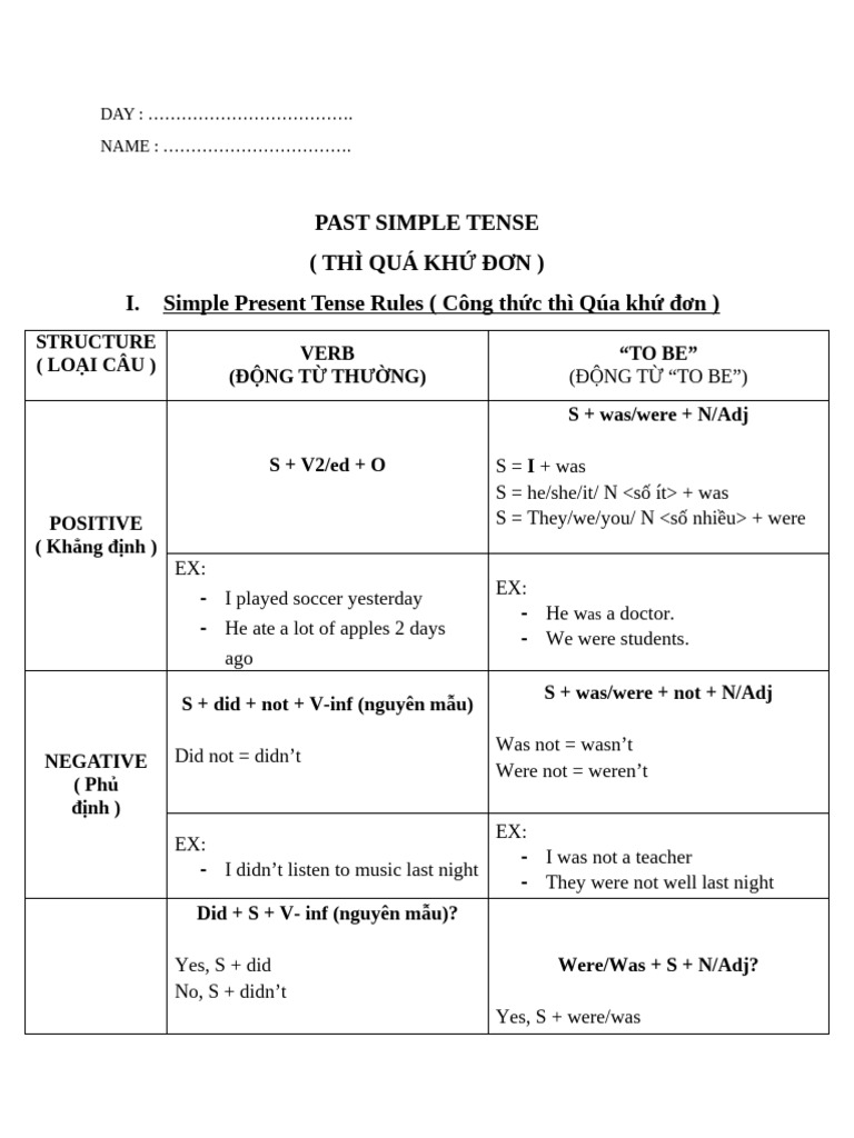 Week2 - Practice - Past Simple Tense | PDF